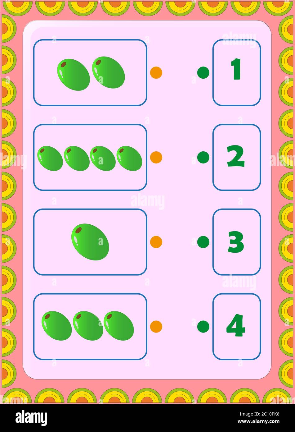 Preschool and toddler math with olive fruit design Stock Vector Image ...