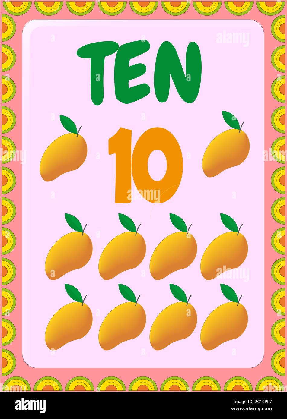 Preschool and toddler math with mango fruit design Stock Vector Image ...