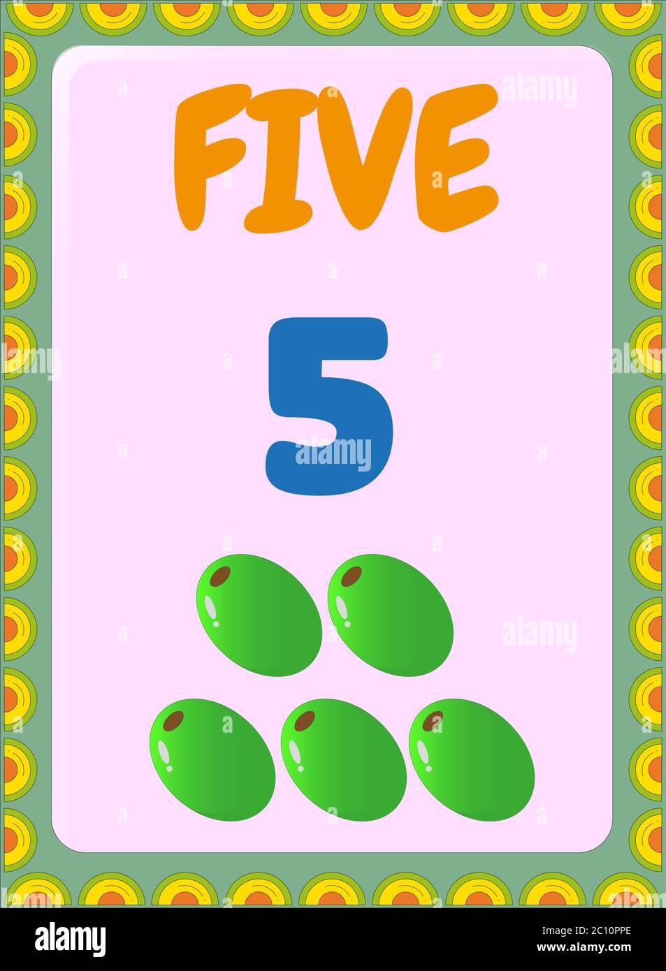 Preschool and toddler math with olive fruit design Stock Vector Image ...