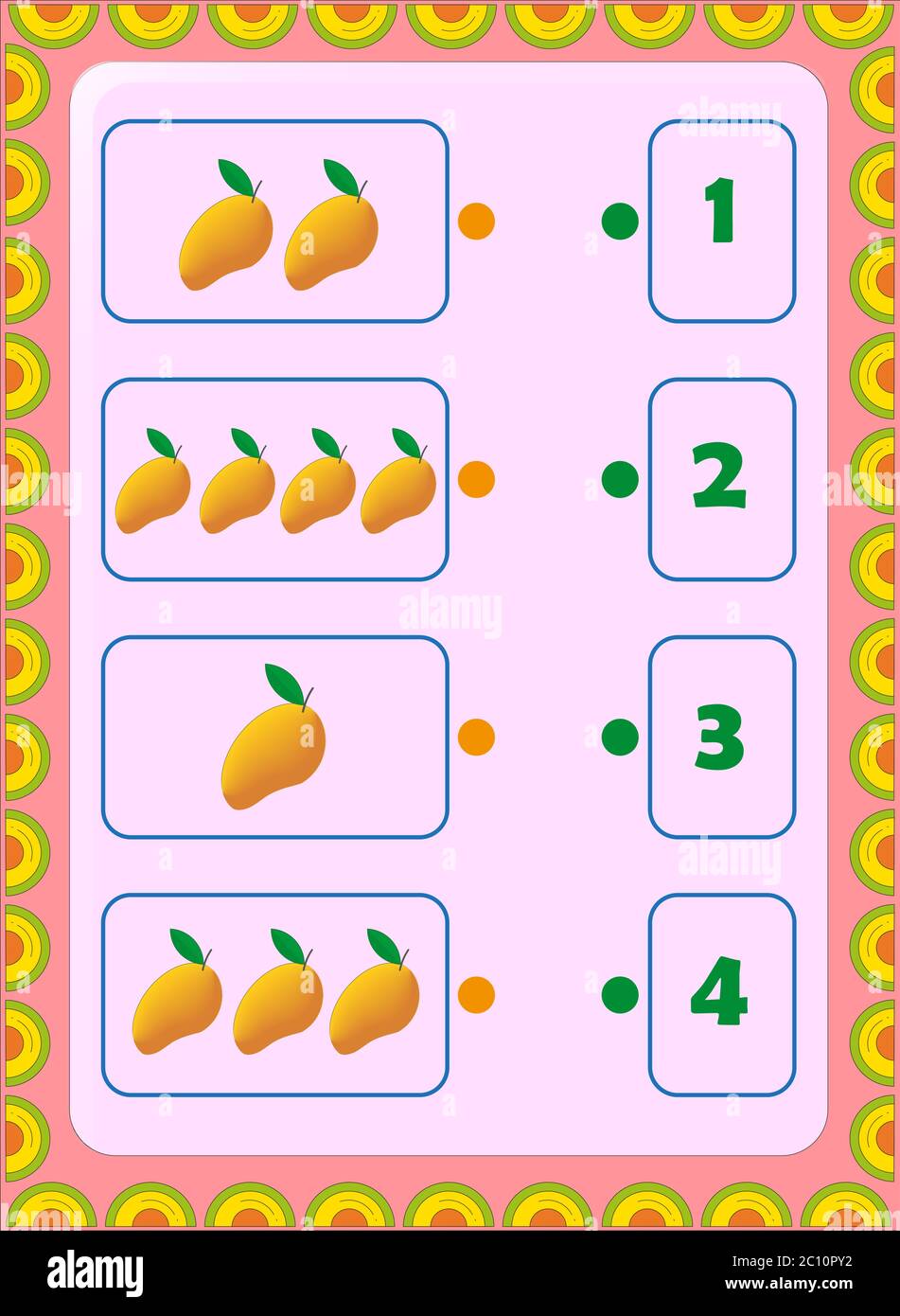 Preschool and toddler math with mango fruit design Stock Vector Image ...