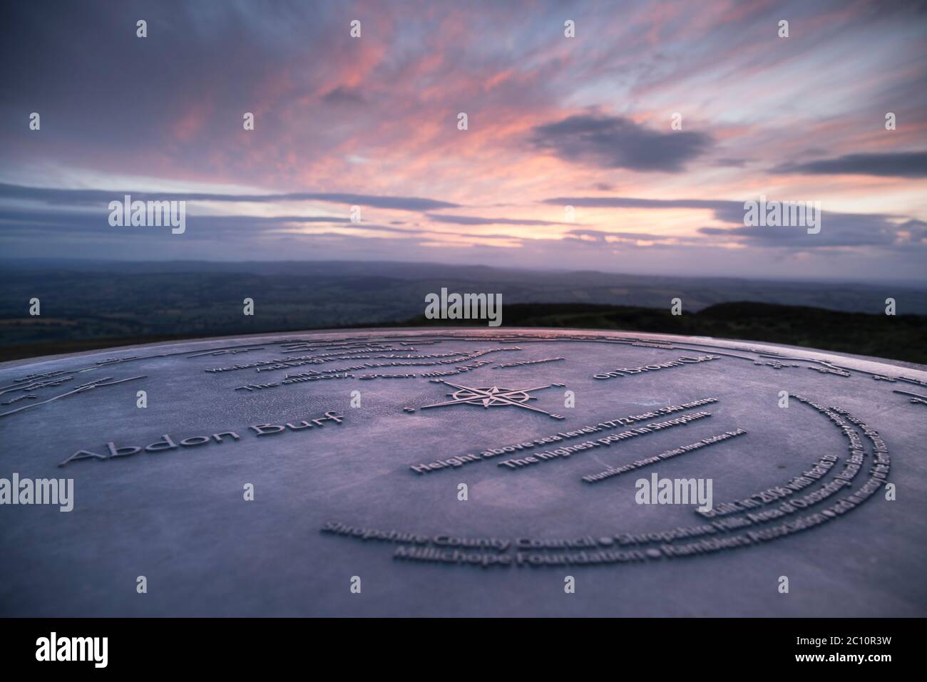 The top of Abdon Burf, the highest point in Shropshire, 540 metres ...