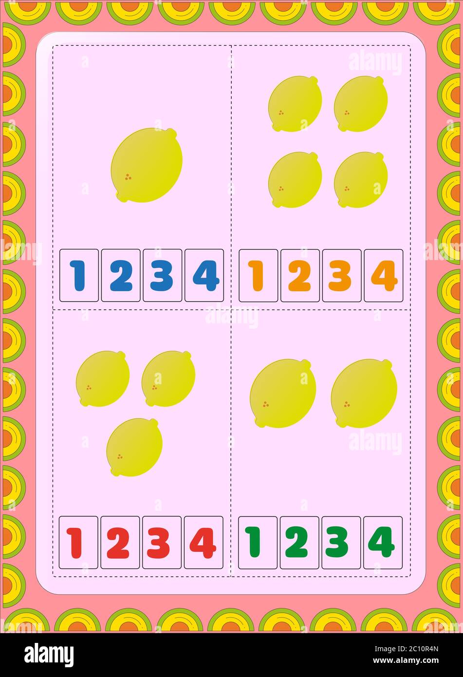 Preschool and toddler math with lemon fruit design Stock Vector Image ...