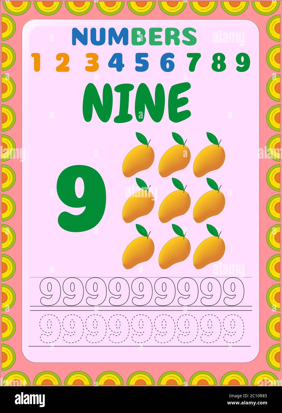 Preschool and toddler math with mango fruit design Stock Vector Image ...