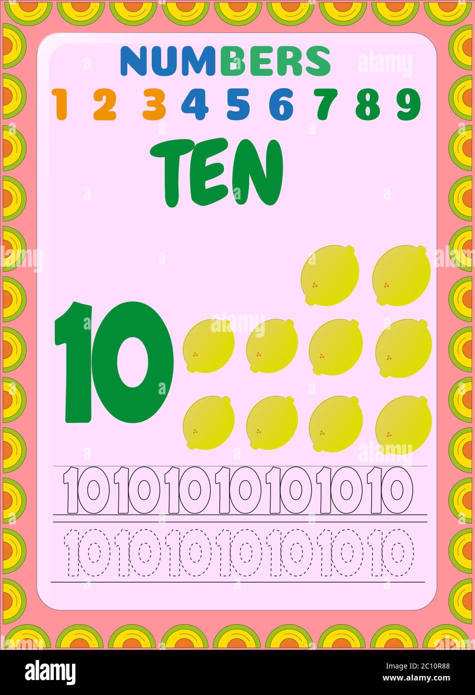 Preschool and toddler math with lemon fruit design Stock Vector Image ...