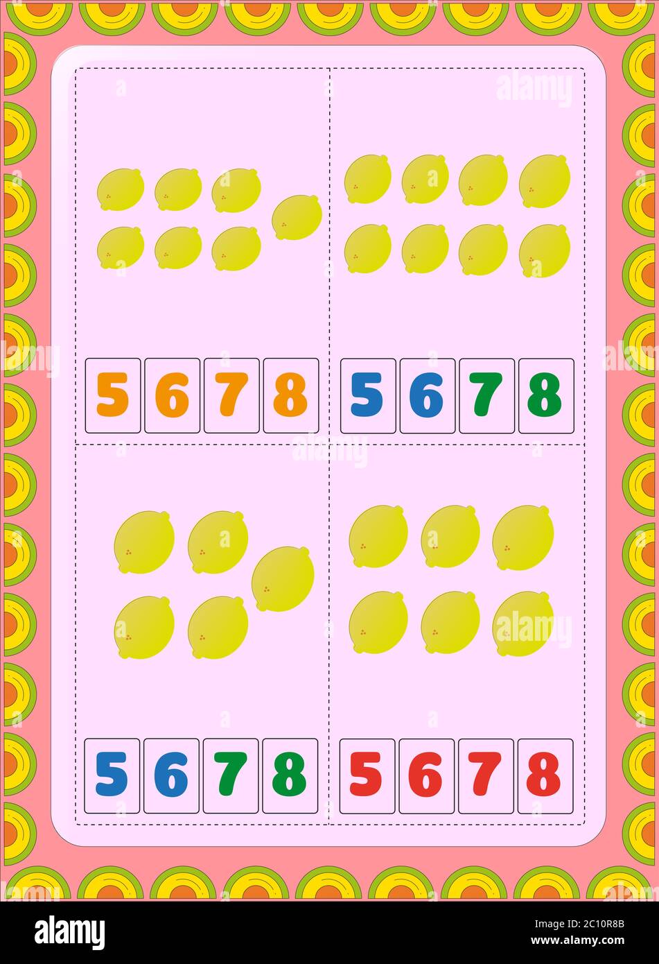 Preschool and toddler math with lemon fruit design Stock Vector Image ...