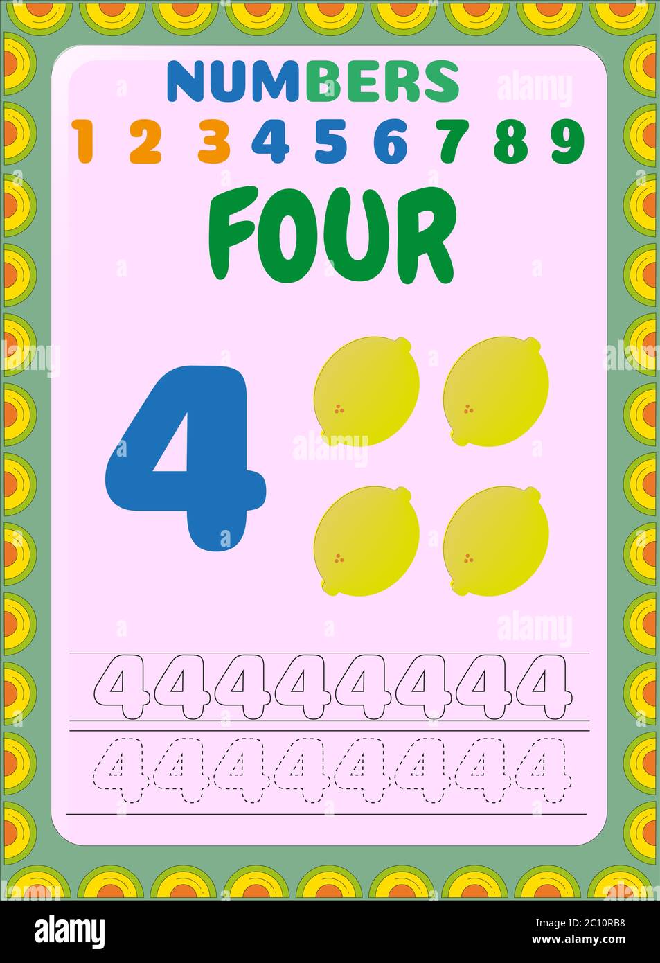 Preschool and toddler math with lemon fruit design Stock Vector Image ...