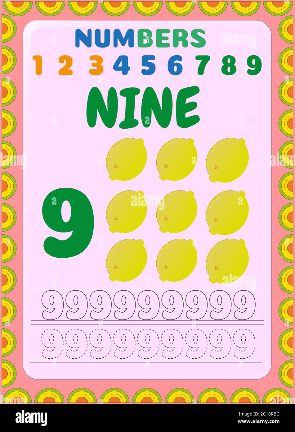 Preschool and toddler math with lemon fruit design Stock Vector Image ...