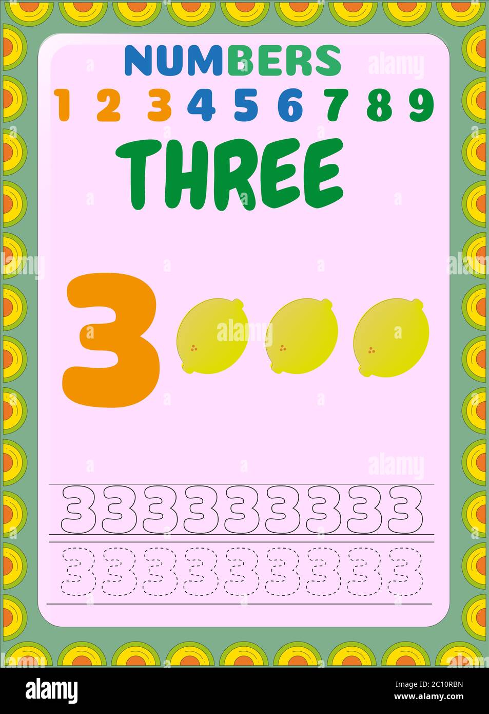Preschool and toddler math with lemon fruit design Stock Vector Image ...
