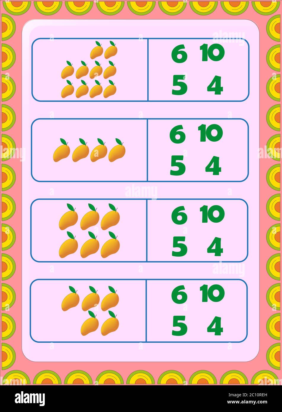 Preschool and toddler math with mango fruit design Stock Vector Image ...