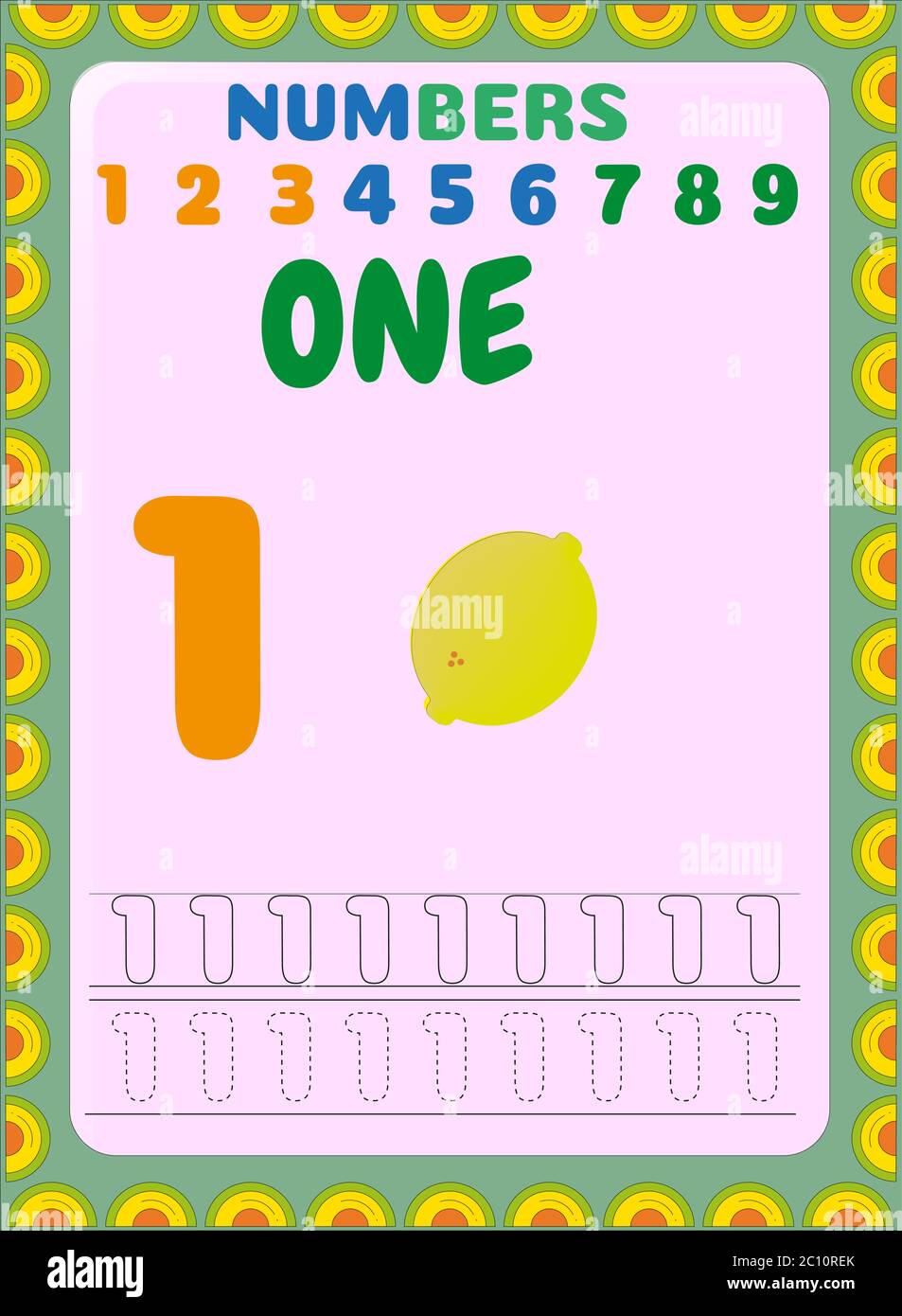 Preschool and toddler math with lemon fruit design Stock Vector Image ...