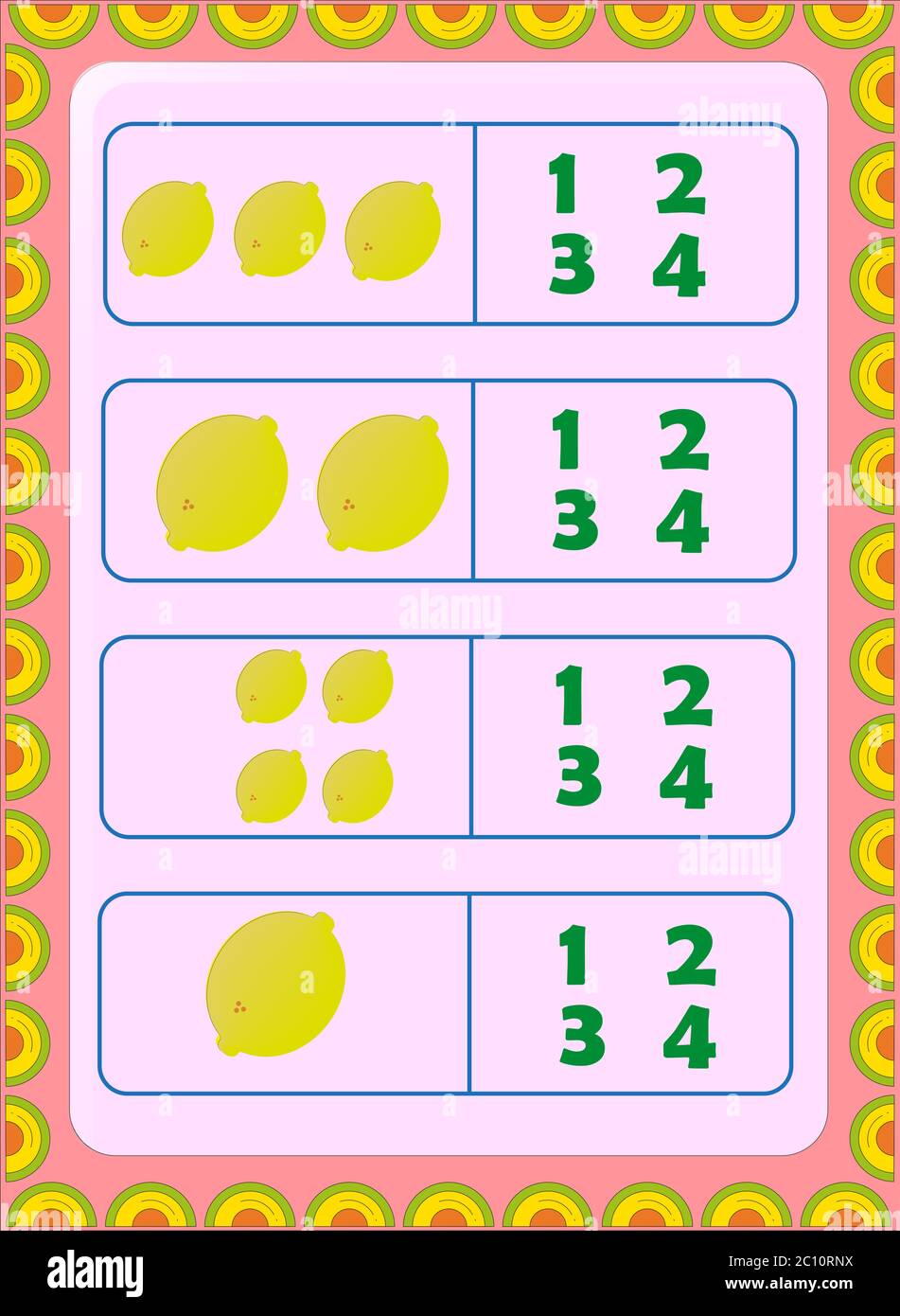 Preschool and toddler math with lemon fruit design Stock Vector Image ...