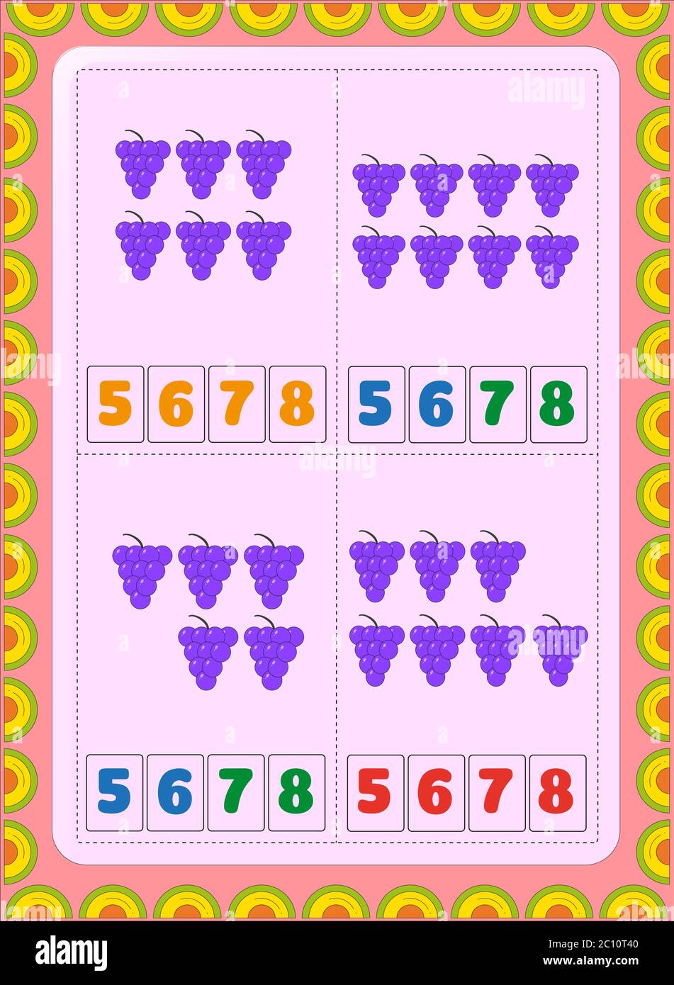 Preschool and toddler math with grapes fruit design Stock Vector Image ...