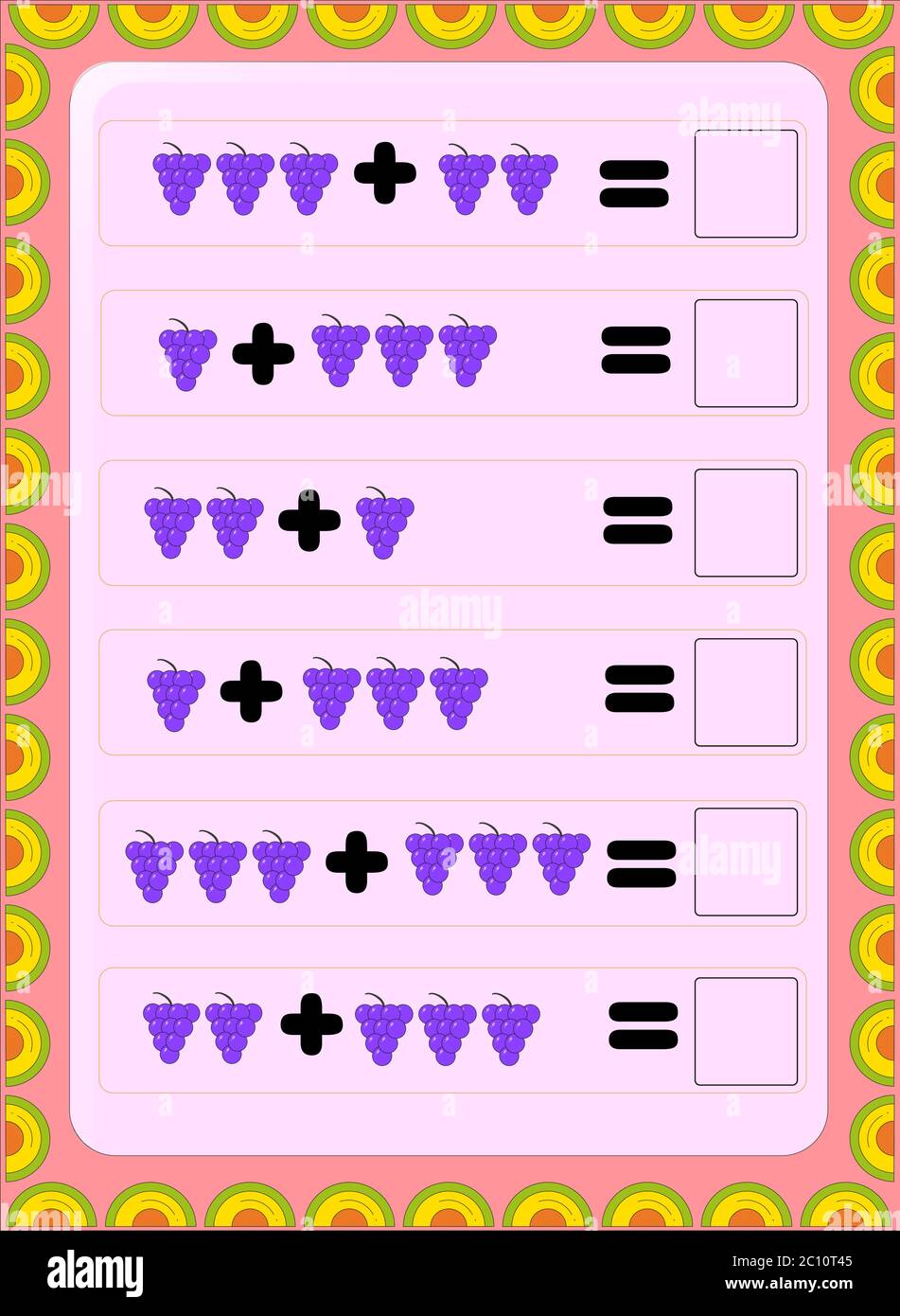 Preschool and toddler math with grapes fruit design Stock Vector Image ...
