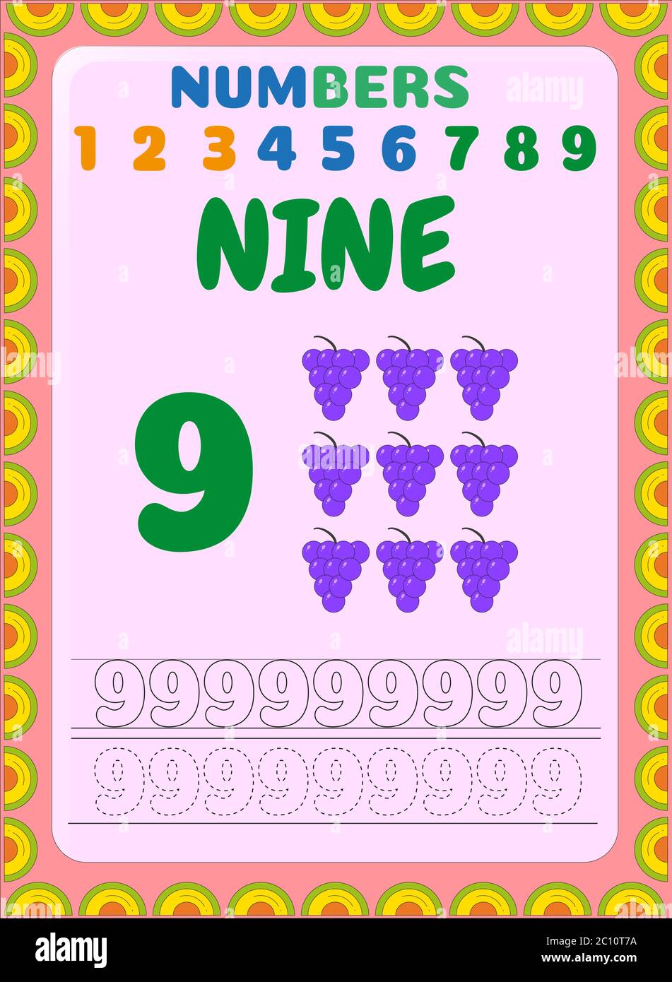 Preschool and toddler math with grapes fruit design Stock Vector Image ...