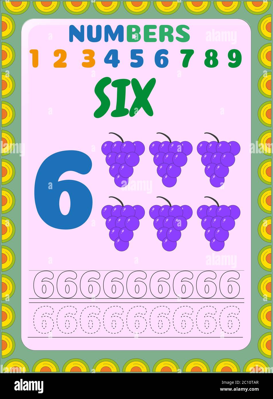 Preschool and toddler math with grapes fruit design Stock Vector Image ...