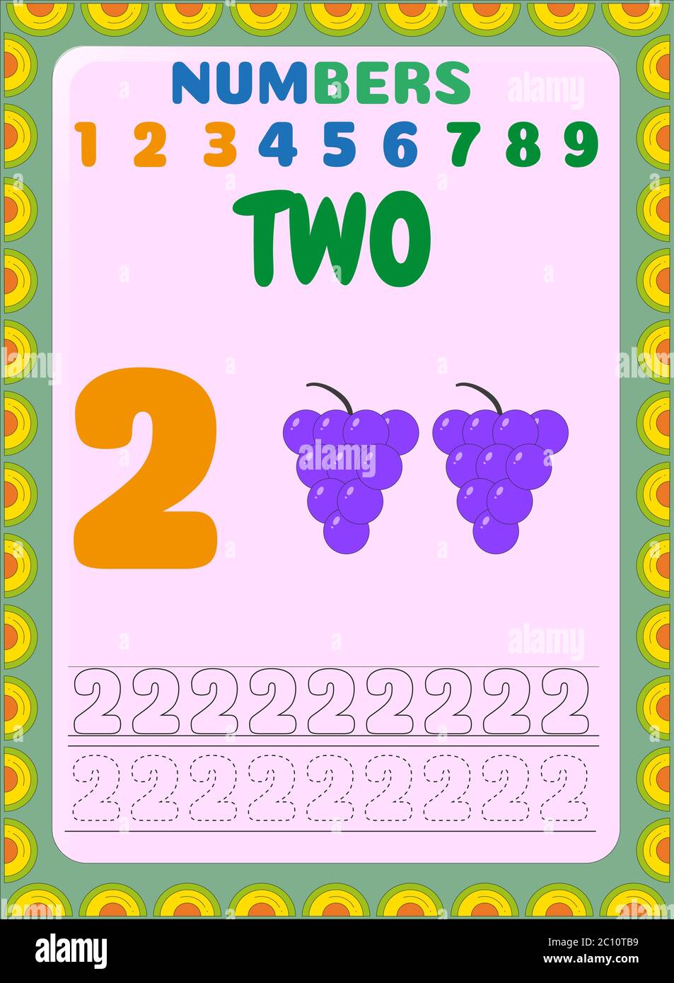 Preschool and toddler math with grapes fruit design Stock Vector Image ...