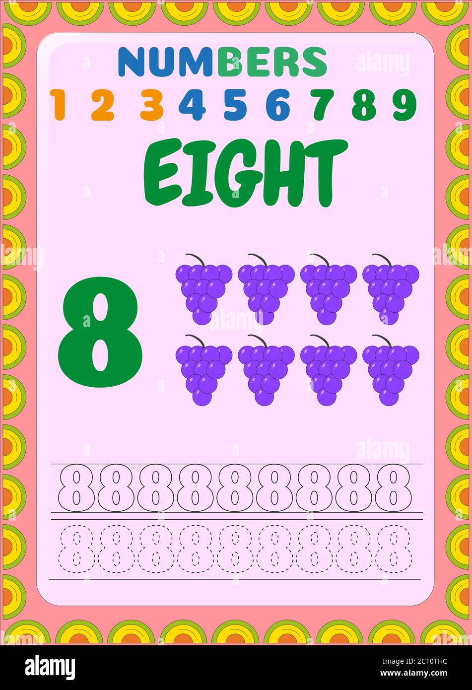 Preschool and toddler math with grapes fruit design Stock Vector Image ...