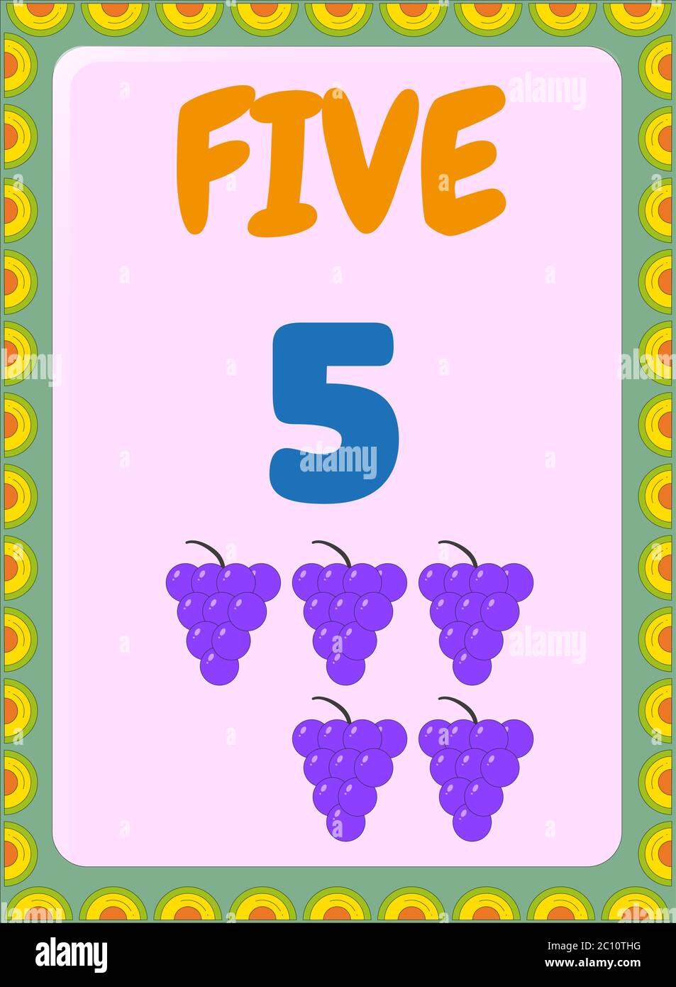 Preschool and toddler math with grapes fruit design Stock Vector Image ...