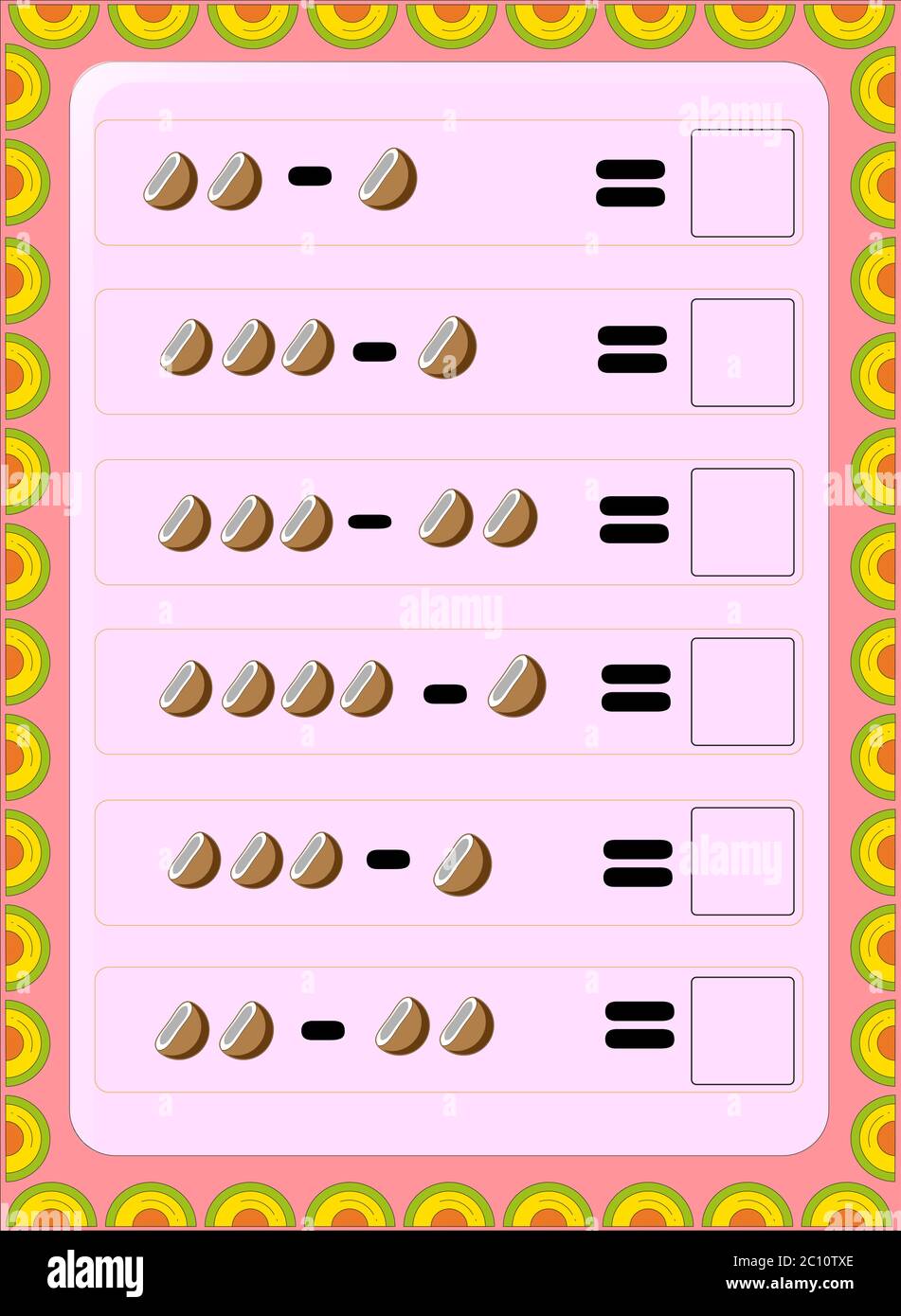 Preschool and toddler math with coconut fruit design Stock Vector Image ...