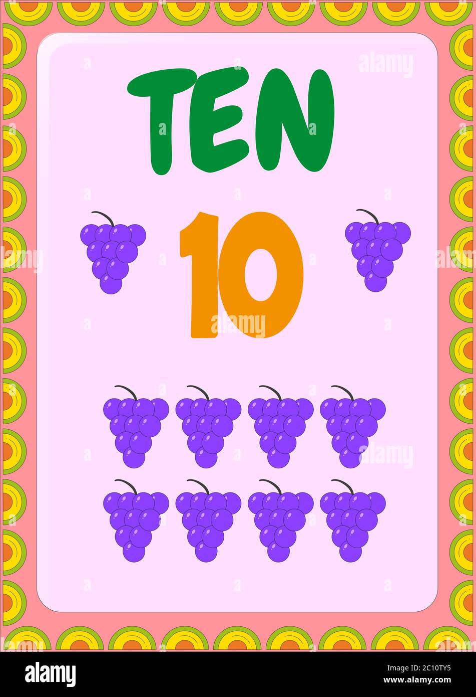 Preschool and toddler math with grapes fruit design Stock Vector Image ...