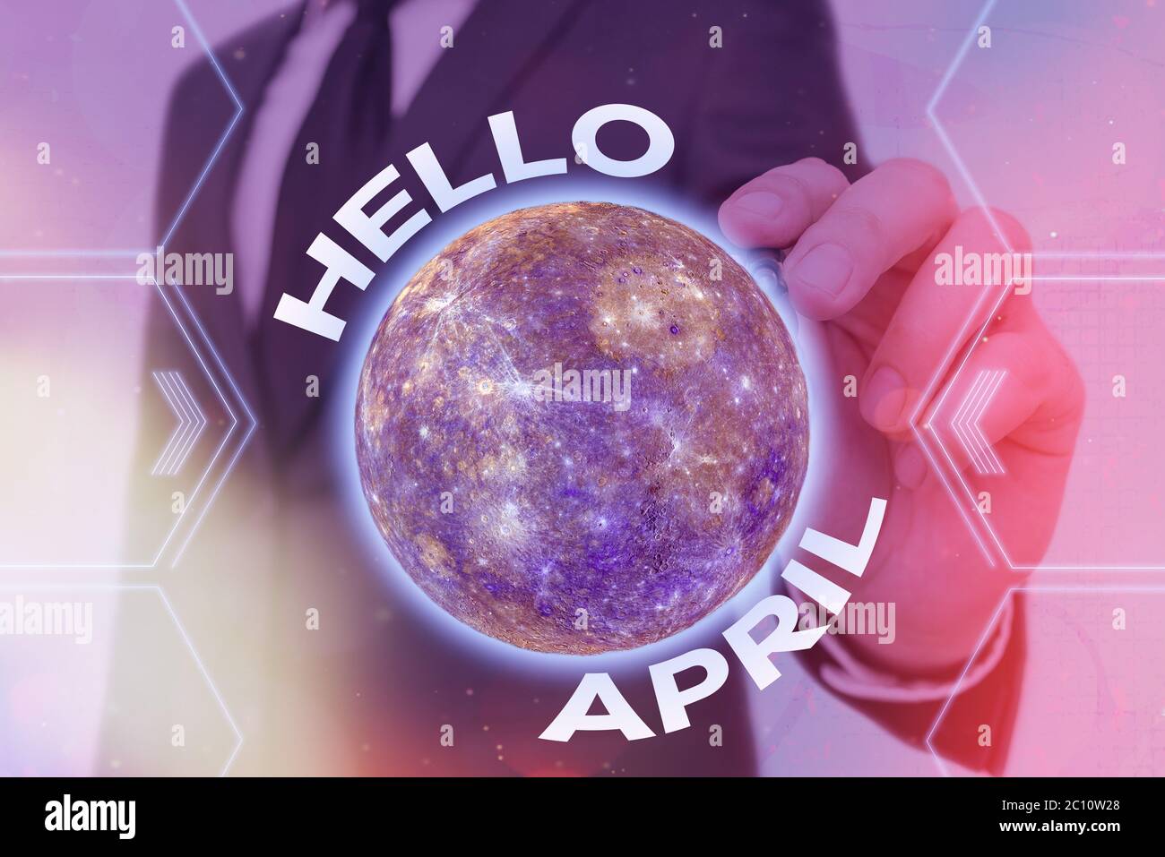 Handwriting text Hello April. Conceptual photo a greeting expression ...