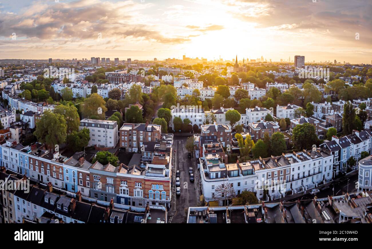 Aerial view of Notting Hill in the morning, London, UK Stock Photo - Alamy