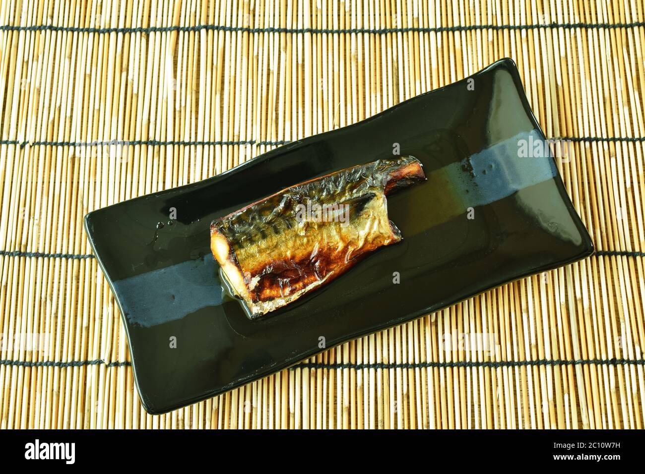 grilled Saba fish or mackerel with sweet black soy sauce topping white ...