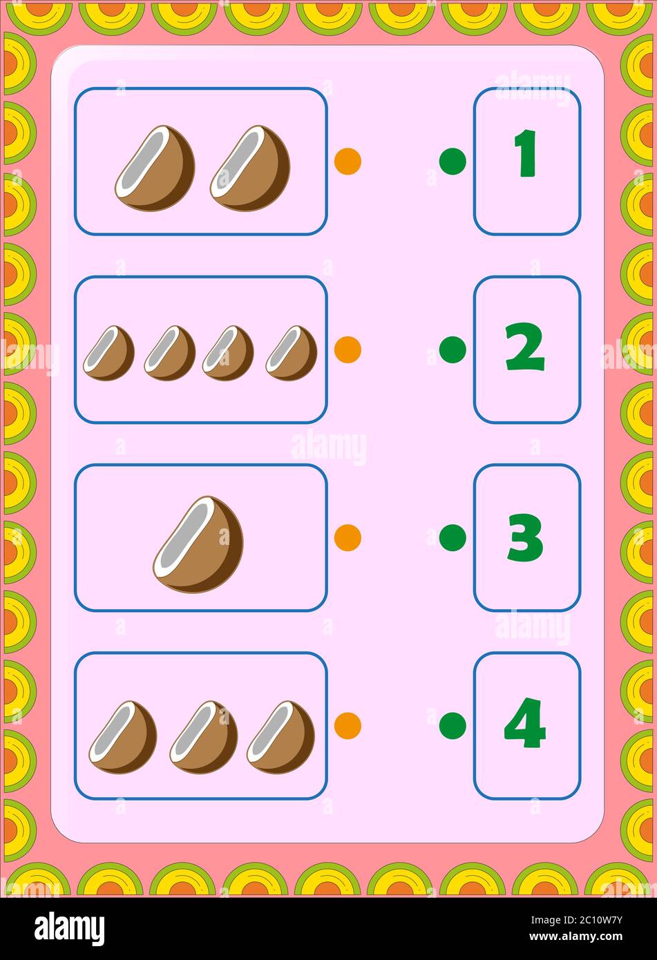 Preschool and toddler math with coconut fruit design Stock Vector Image ...