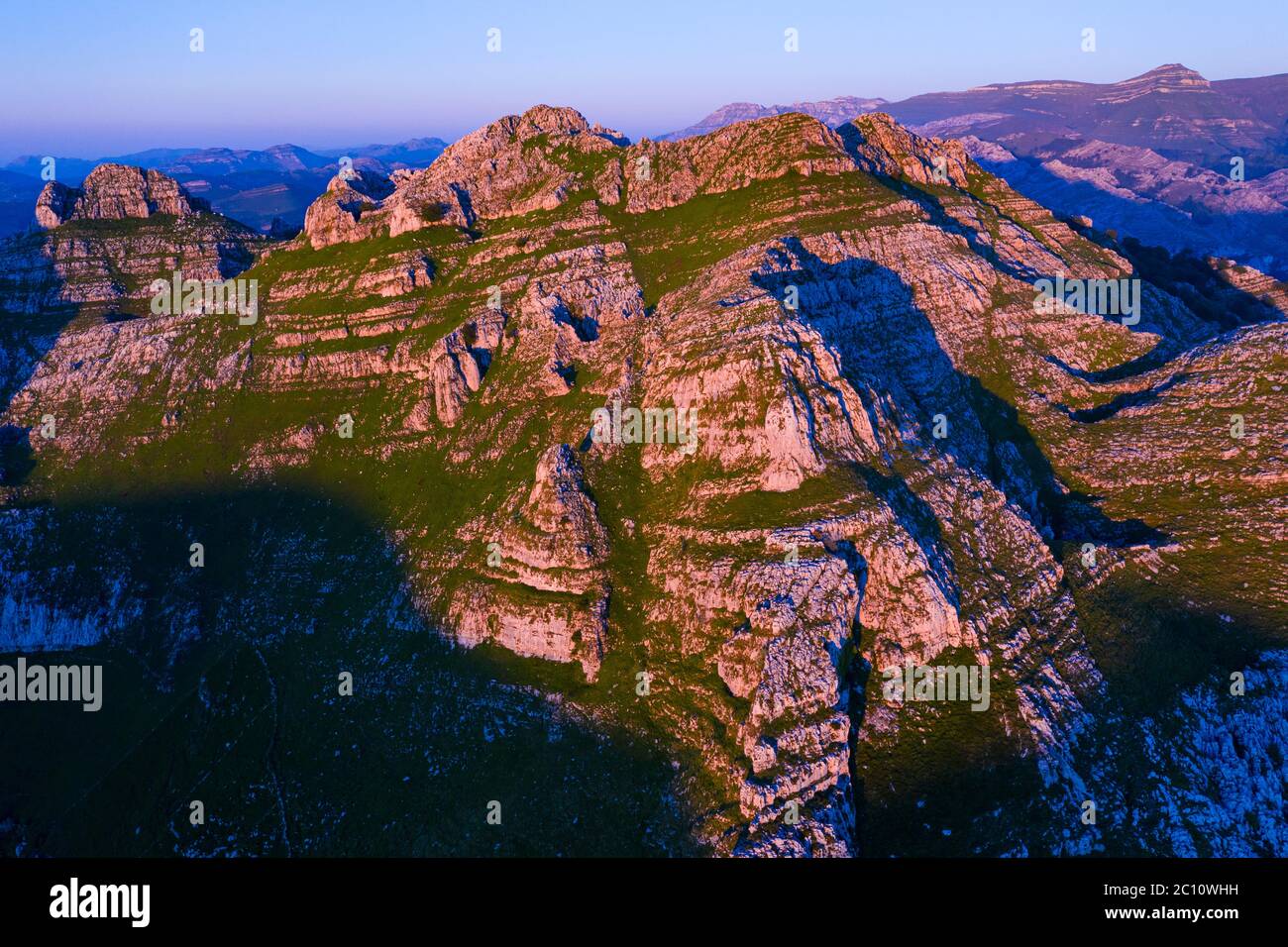 Landscape at sunset in the Miera Valley, in the autonomous community of ...