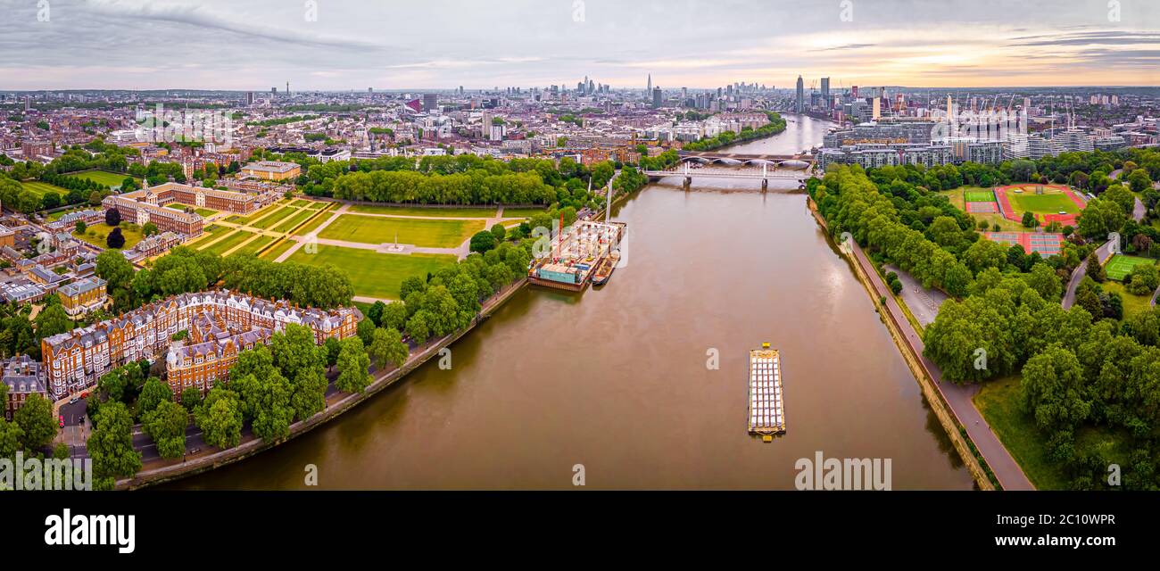 Aerial view of Chelsea bridge and central London, UK Stock Photo - Alamy