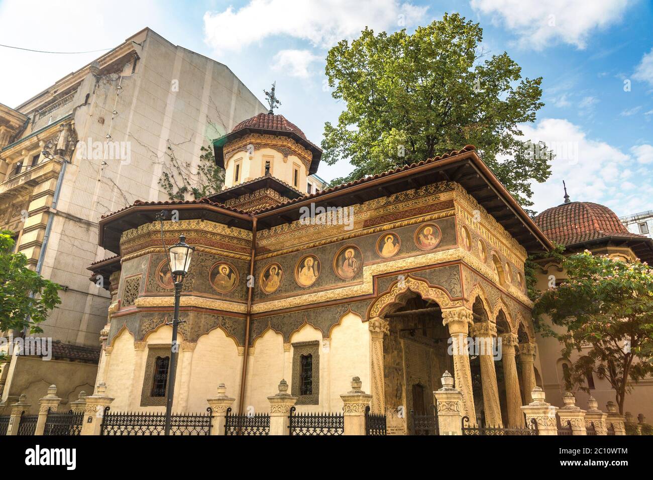 Stavropoleos monastery, St. Michael and Gabriel church in a summer day ...