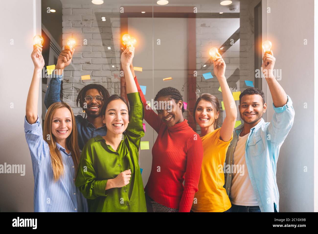 Teamwork and brainstorming concept with businessmen that share an idea ...