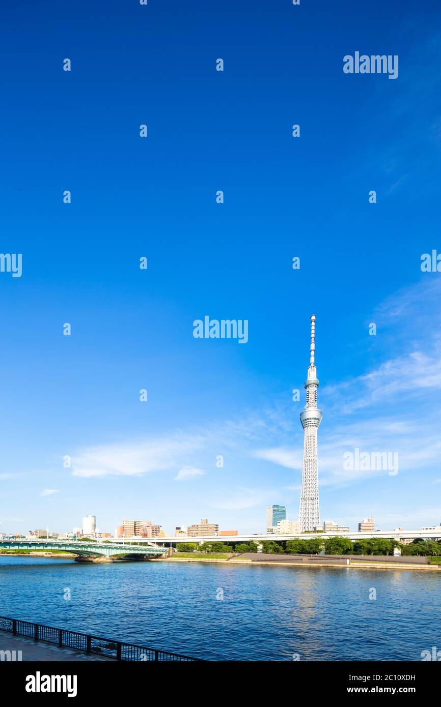 water,bridge,buildings and tokyo television tower Stock Photo - Alamy