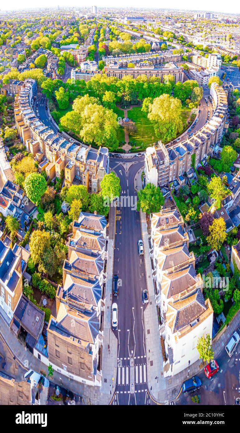 Aerial view of Royal Crescent in the morning, London, UK Stock Photo ...