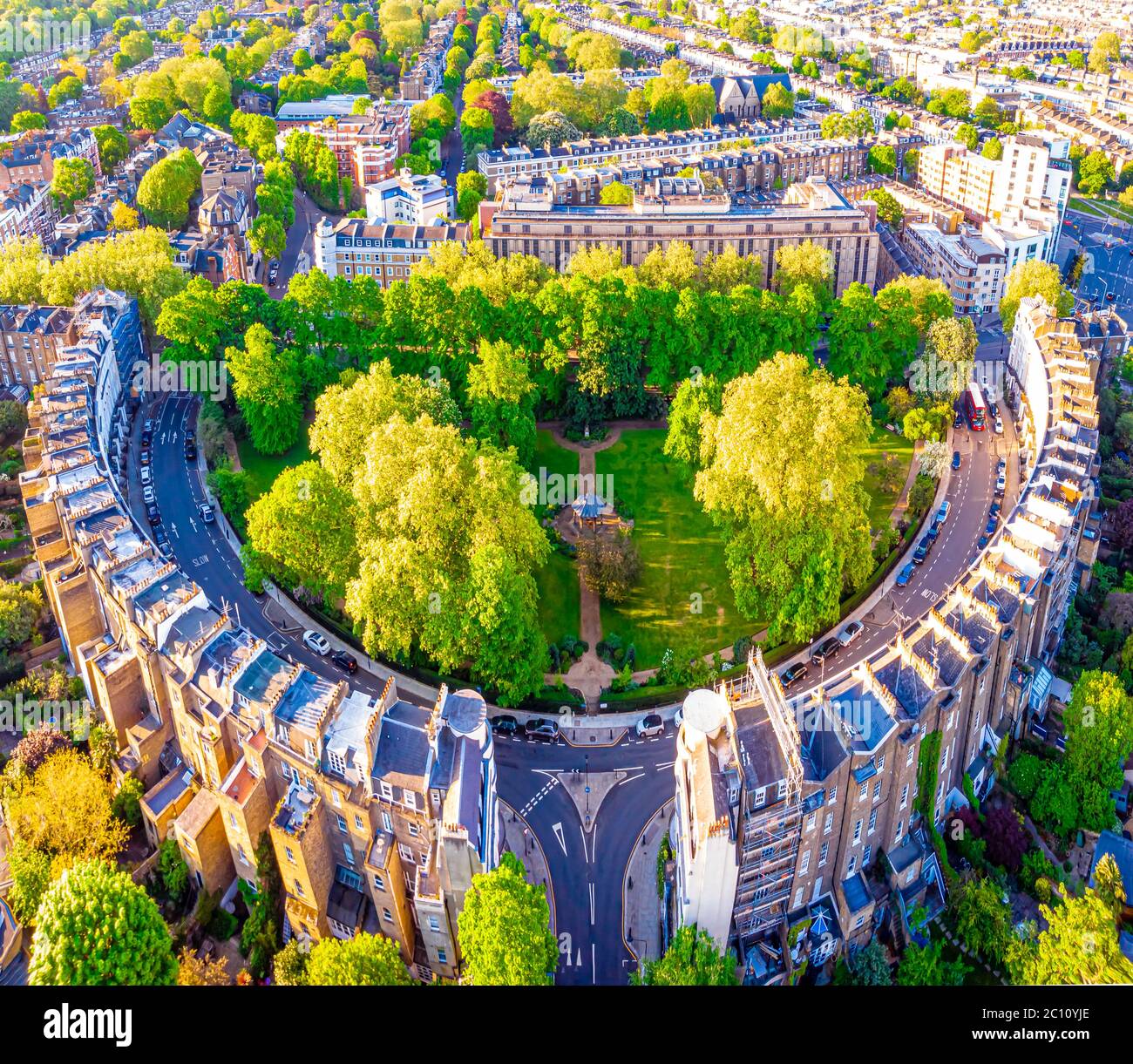 Aerial view of Royal Crescent in the morning, London, UK Stock Photo ...