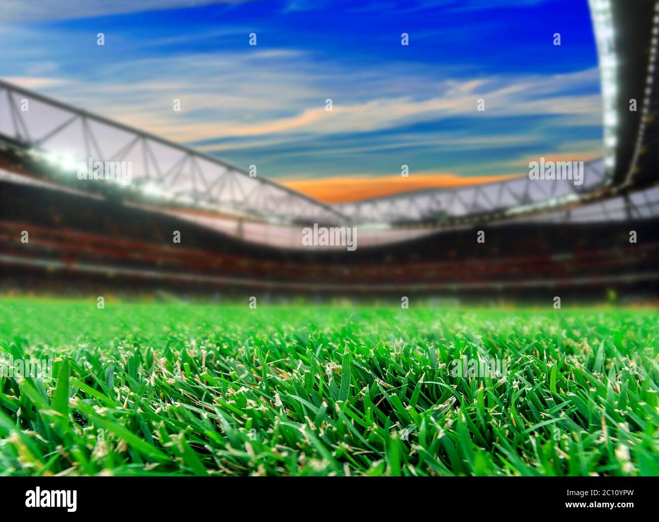 Soccer stadium with wood sign Stock Photo - Alamy