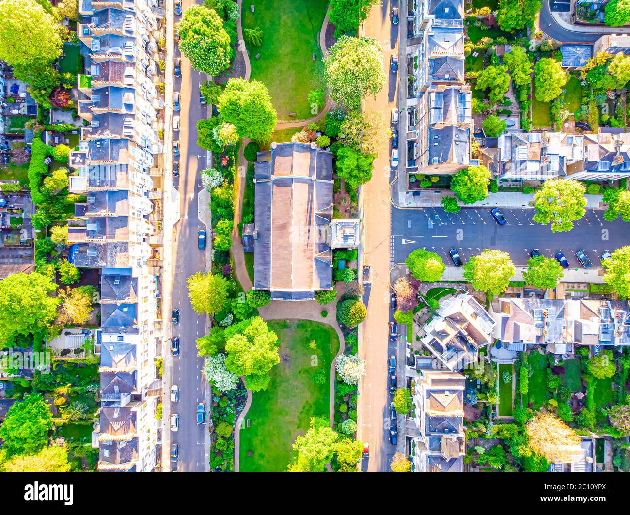 Aerial view of Notting Hill in the morning, London, UK Stock Photo - Alamy