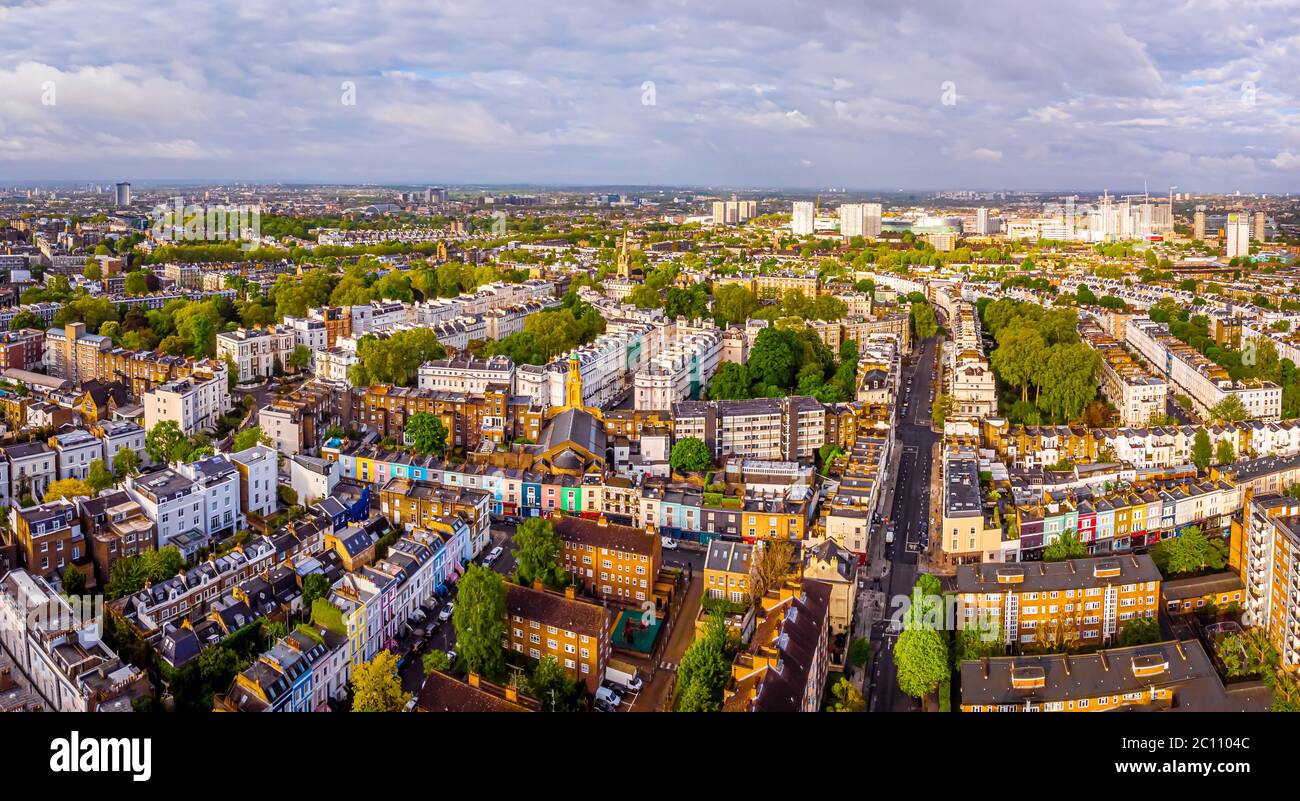 Aerial view of Notting Hill in the morning, London, UK Stock Photo - Alamy