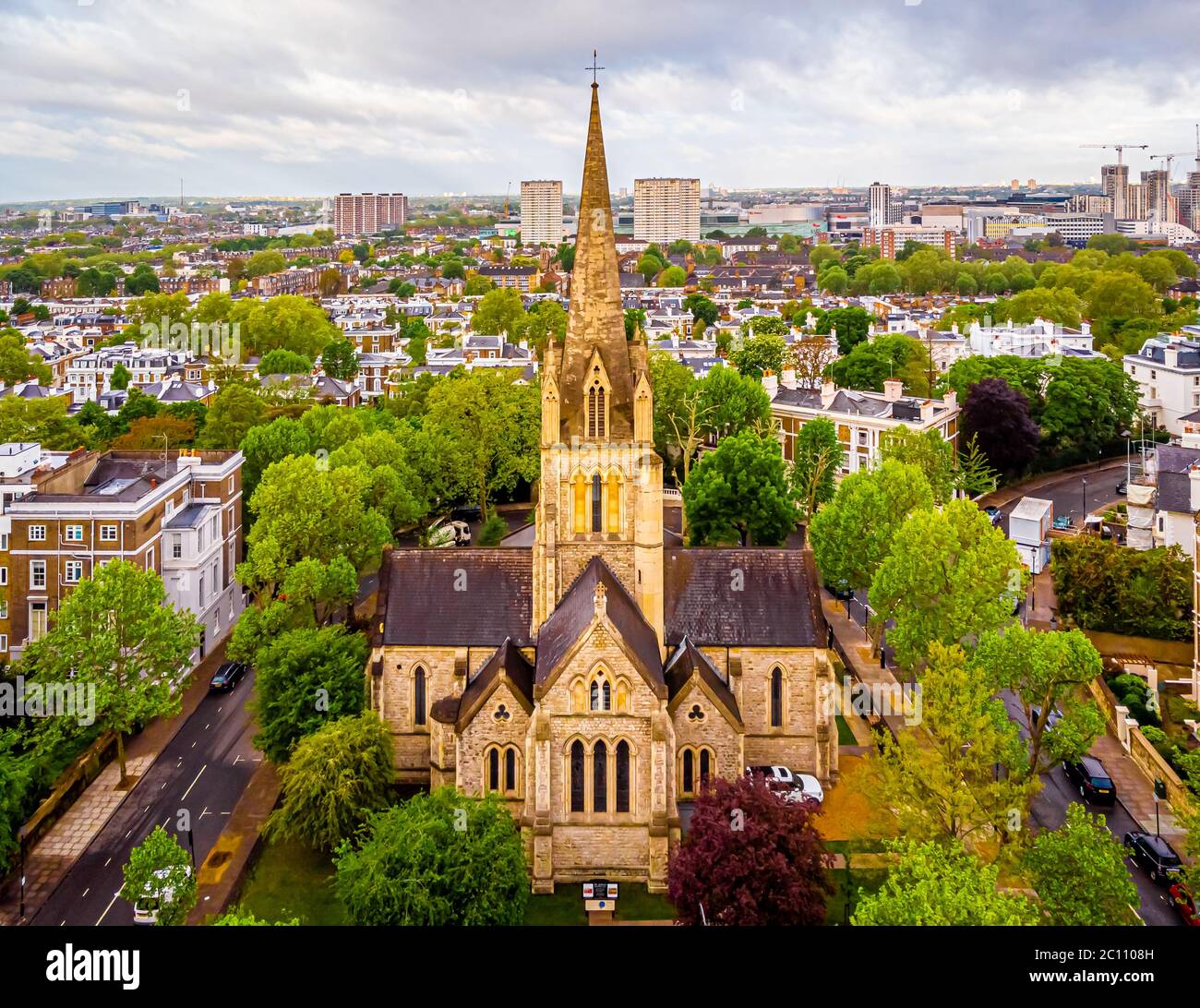 Aerial view of St John’s Church in the morning, London, UK Stock Photo ...