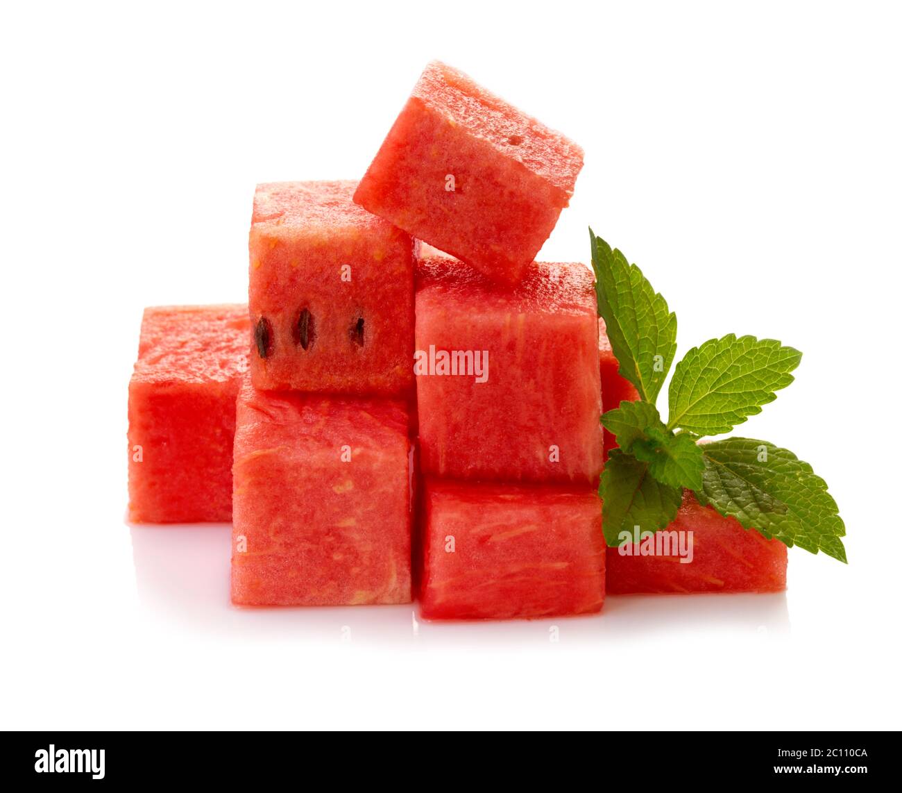 Red Watermelon pieces isolated on white Stock Photo - Alamy
