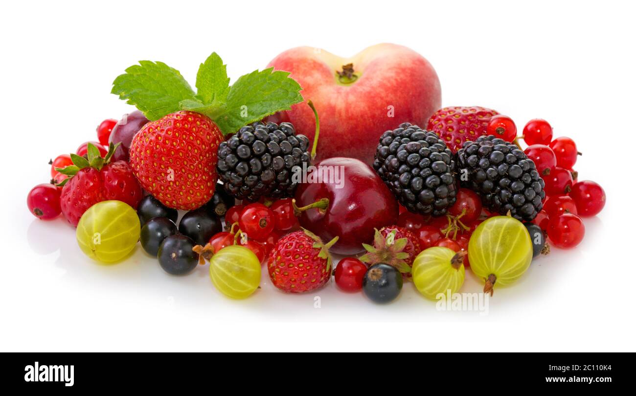 Ripe peaches fruits on Cut Out Stock Images & Pictures - Alamy