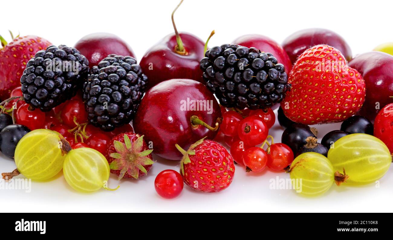 Ripe fruits isolated on white Stock Photo - Alamy