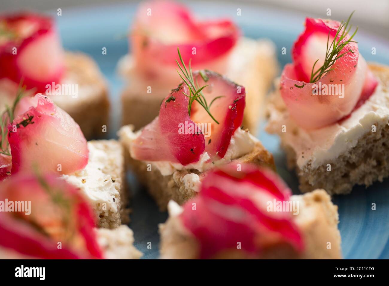 Slices from a bass, Dicentrarchus labrax, that was caught beach fishing ...