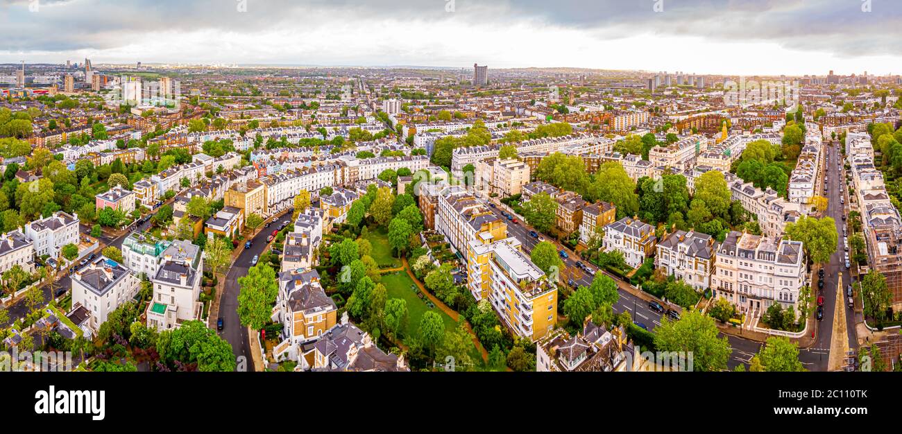 Aerial view of Notting Hill in the morning, London, UK Stock Photo - Alamy