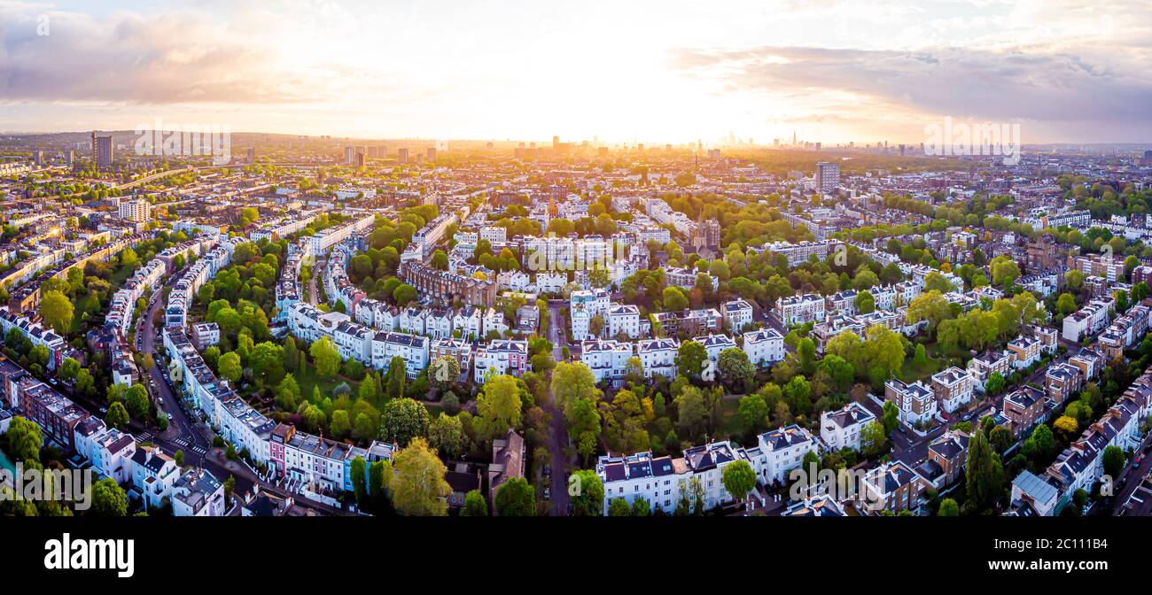 Aerial view of Notting Hill in the morning, London, UK Stock Photo - Alamy