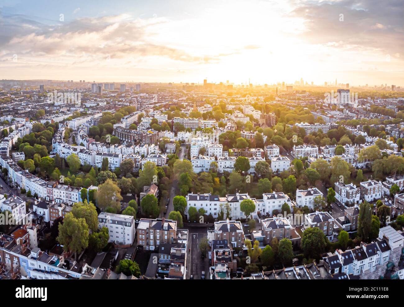 Aerial view of Notting Hill in the morning, London, UK Stock Photo - Alamy