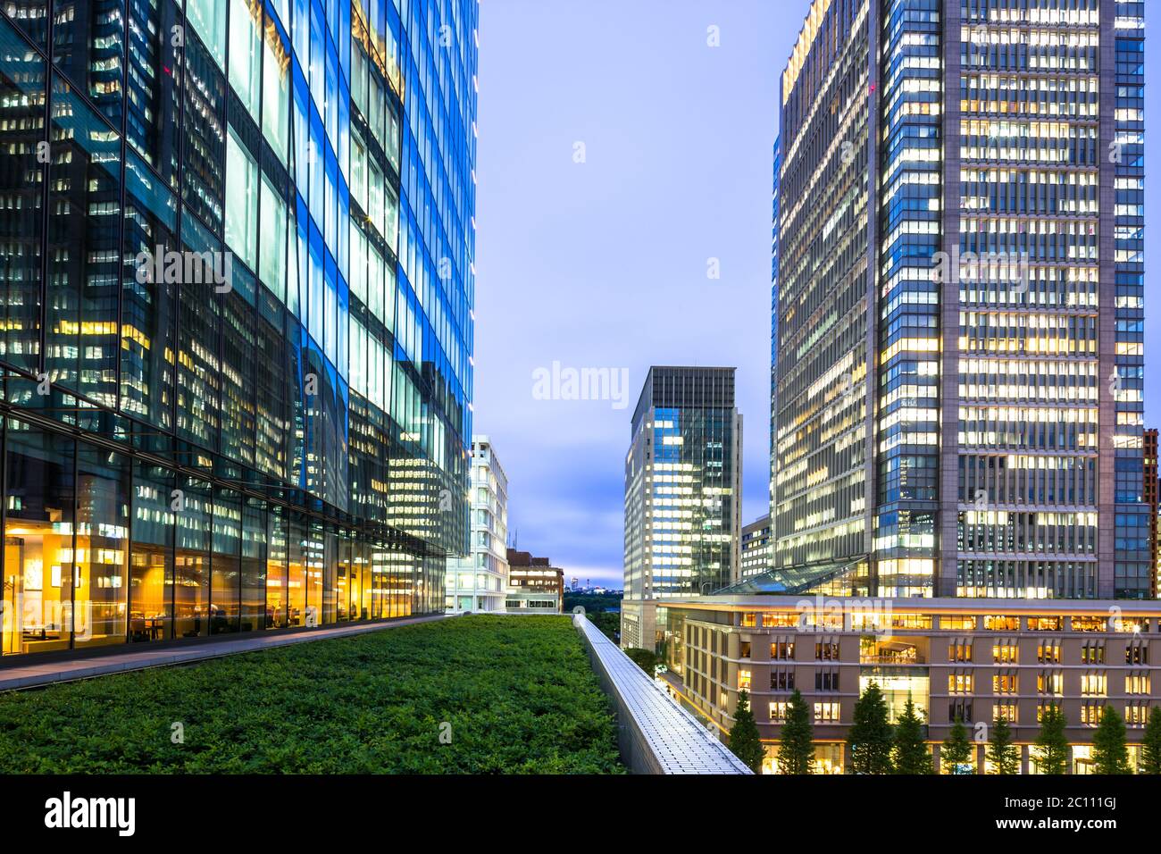 modern office buildings in downtown of tokyo at twilight Stock Photo ...