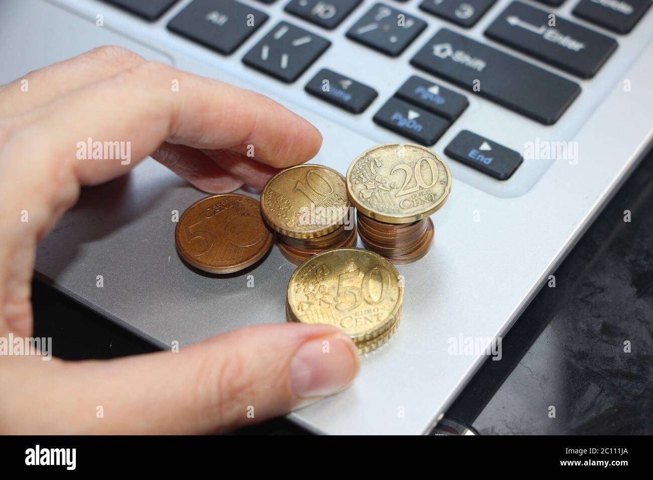 Close up Of Businessman Hand Count and Put Money Coins To Stack Of ...