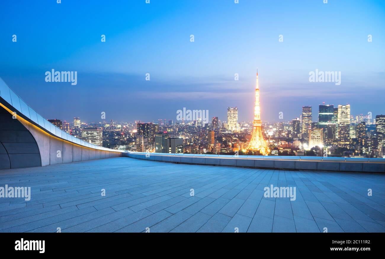 empty floor with cityscape and skyline of tokyo at twilight Stock Photo ...