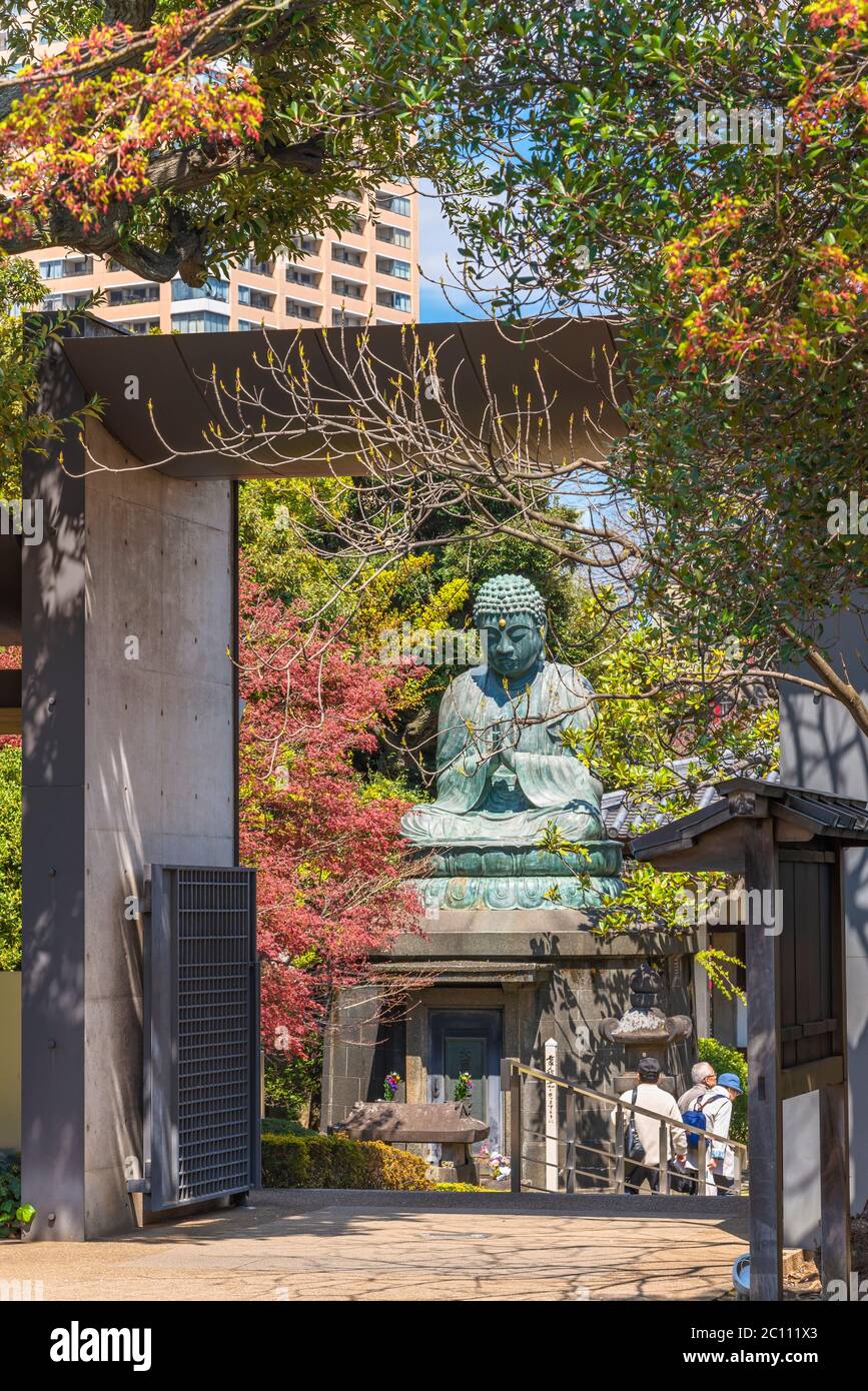 tokyo,japan - march 31 2020: Bronze statue of Buddha Shaka Nyorai ...